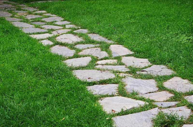 Road Paved with Stone in Lawn Stock Image - Image of landscape, stone ...