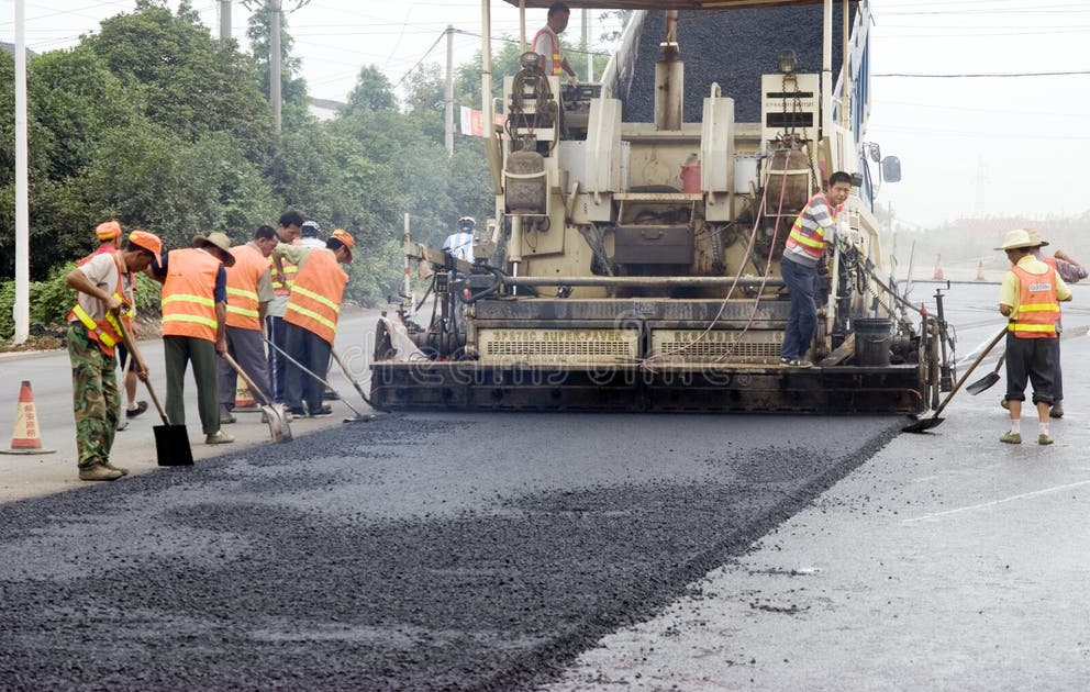 Road paving editorial stock photo. Image of asphalt, china - 14762963