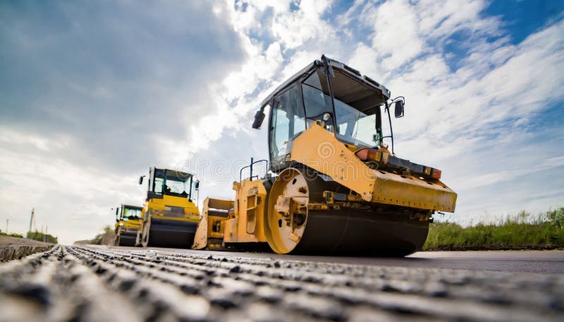 Road Paving Machine at the Stree. Generated with AI Stock Illustration ...