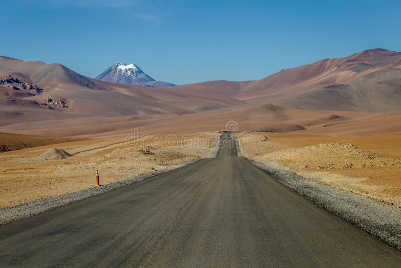 Road in Moon Valley Dramatic Landscape at Sunset, Atacama Desert, Chile ...