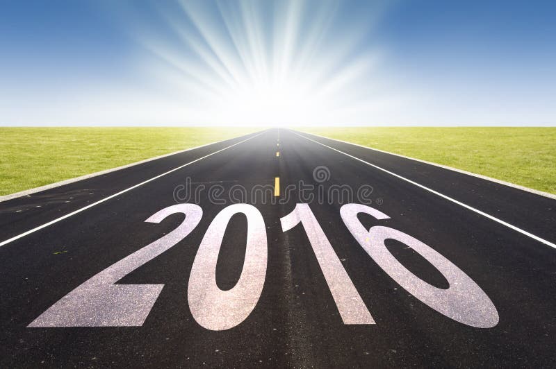 2016 Road Perspective with Rising Sun Stock Image - Image of greeting ...