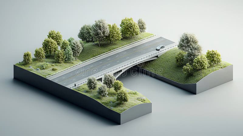 Road Piece with a Bridge Over it in 3D. Stock Photo - Image of chunk ...