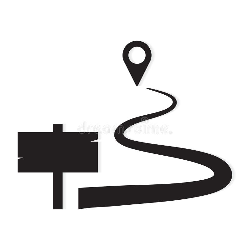 Road with pin pointer icon stock vector. Illustration of website ...