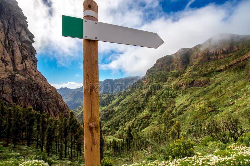 Road Pointer on Themountains Stock Photo - Image of nature, destination ...