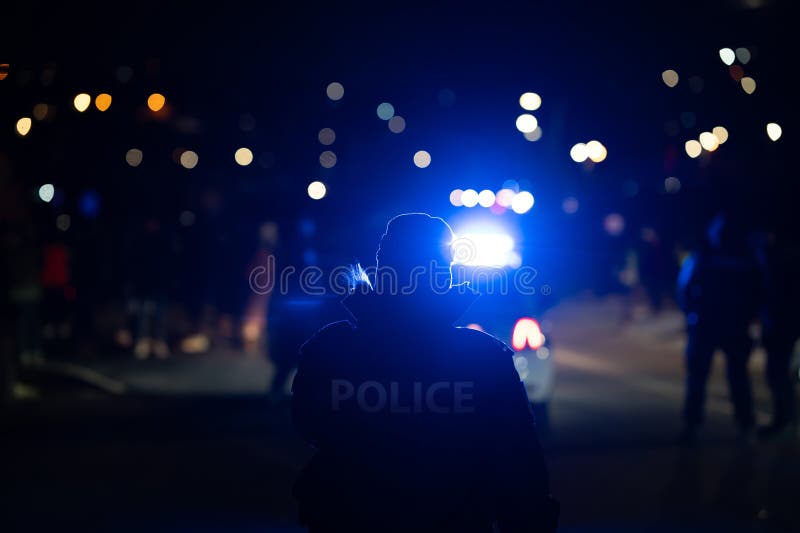 Road Police Blocked Traffic at Night Editorial Stock Photo - Image of ...