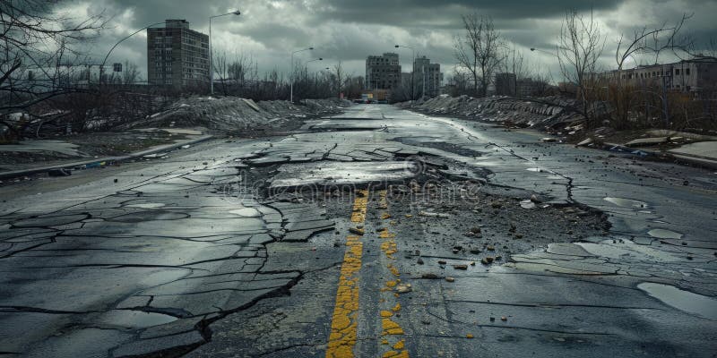 A Road in a Post-apocalyptic City. AIG51A Stock Photo - Image of ...