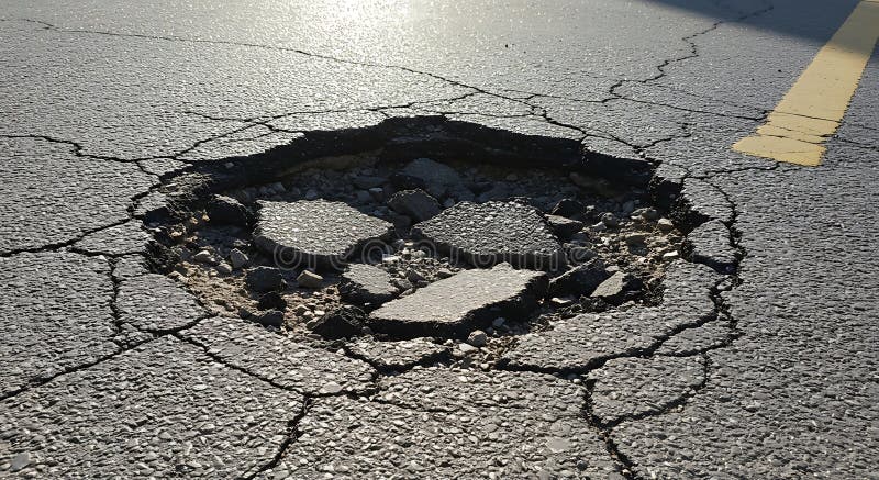 Road Pothole Damage Shows Infrastructure Issues and Cracked Asphalt ...