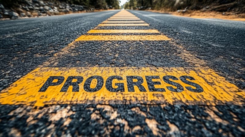 Road Progress Marked Asphalt Symbolizes Journey Forward Stock Photos ...