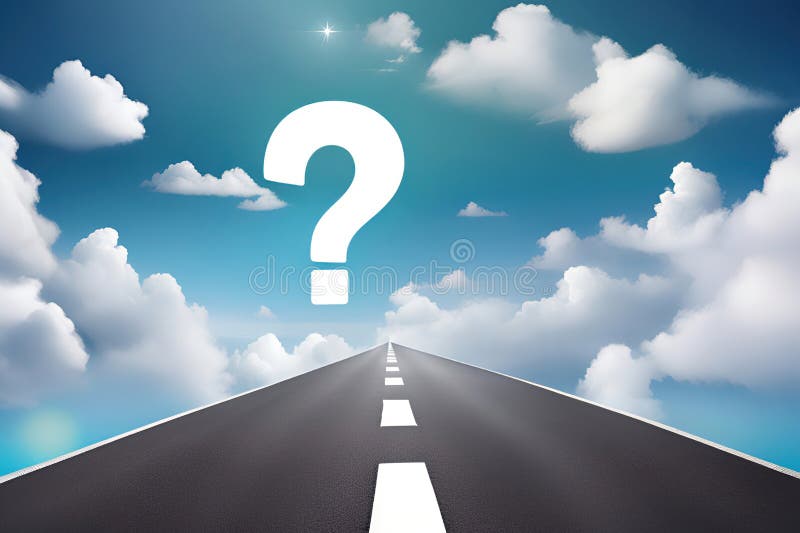 Road with Question Mark and Blue Sky Background. Stock Illustration ...
