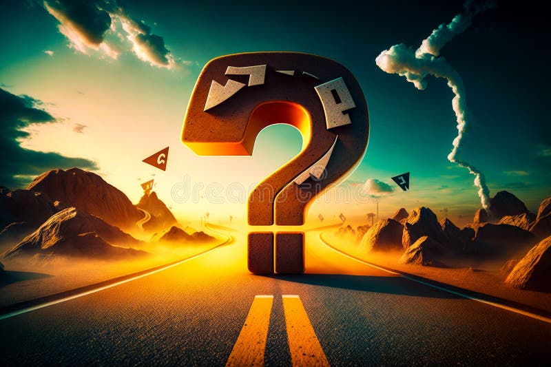 Road with Question Mark in the Middle of it and Mountains in the ...