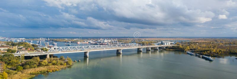 Road and Railroad Bridge Over Don River among Industrial Zone Stock ...