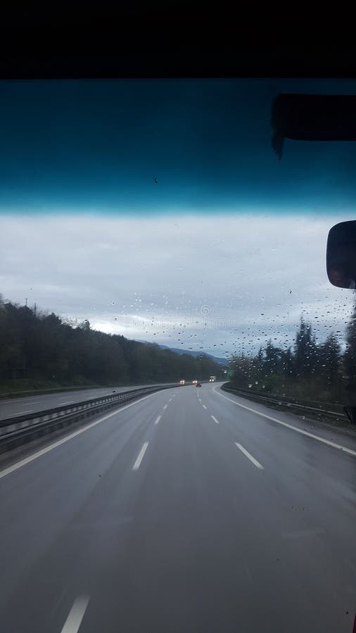 Road rain stock photo. Image of road, tree, travel, rain - 114461170