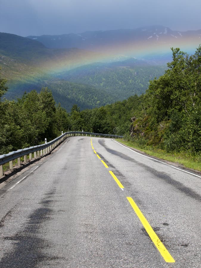 Road and rainbow landscape stock photo. Image of lofoten - 15468170