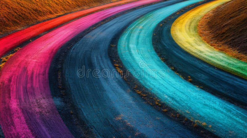 A Road with a Rainbow Stripe Painted on it Stock Illustration ...