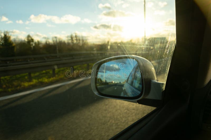 Road in the Rearview Mirror Stock Image - Image of traffic, journey ...