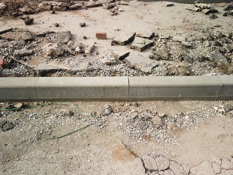 Road Reconstruction. New Curbstone Installed and Ready To Be Fixed with ...