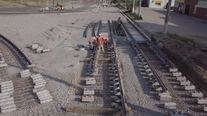Road Reconstruction with Tram Rails Intersection, Construction Site ...