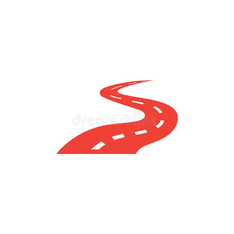 Road Red Icon On White Background. Red Flat Style Vector Illustration ...