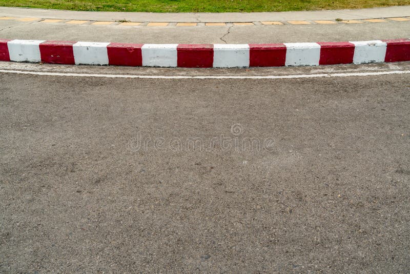 Road with Red and White Curb Stock Image - Image of footpath, abstract ...