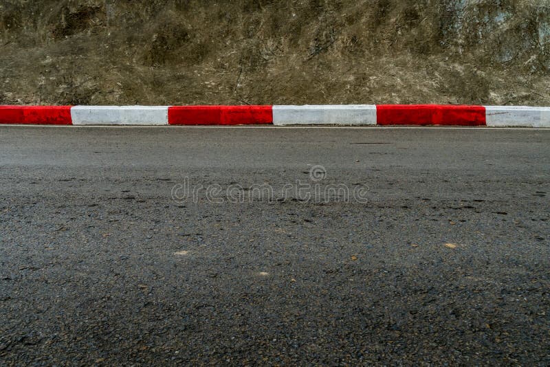 Road with Red and White Curb Stock Image - Image of texture, walk: 95596667