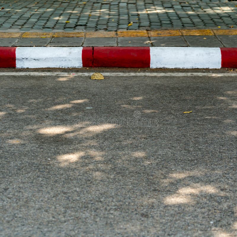 Road with Red and White Curb Stock Photo - Image of pavement, asphalt ...
