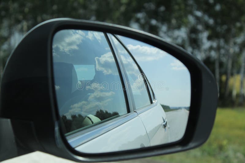 Road Reflection in the Mirror Stock Image - Image of field, selfi ...