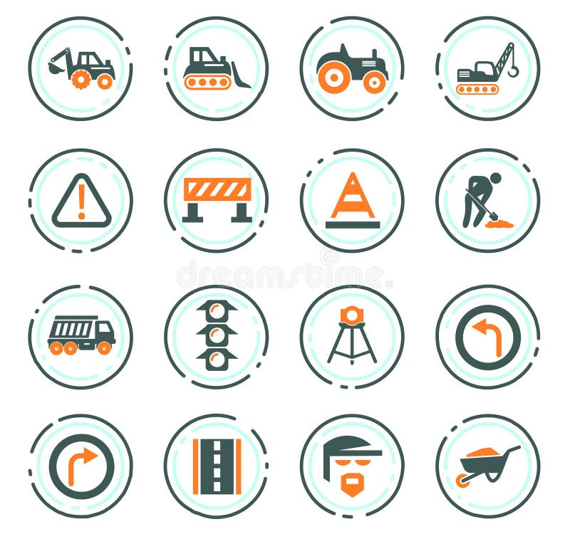 Road repair icon set stock vector. Illustration of navigation - 155377003