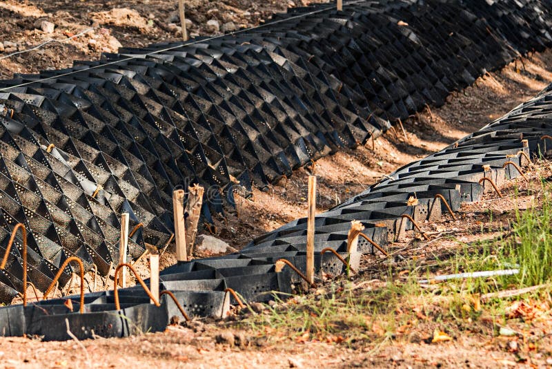 Road Repair Using Plastic Mesh Stock Image - Image of fibre, road ...