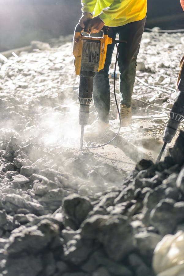 Asphalt Road Repairing Works With Jackhammer Stock Photo - Image of ...