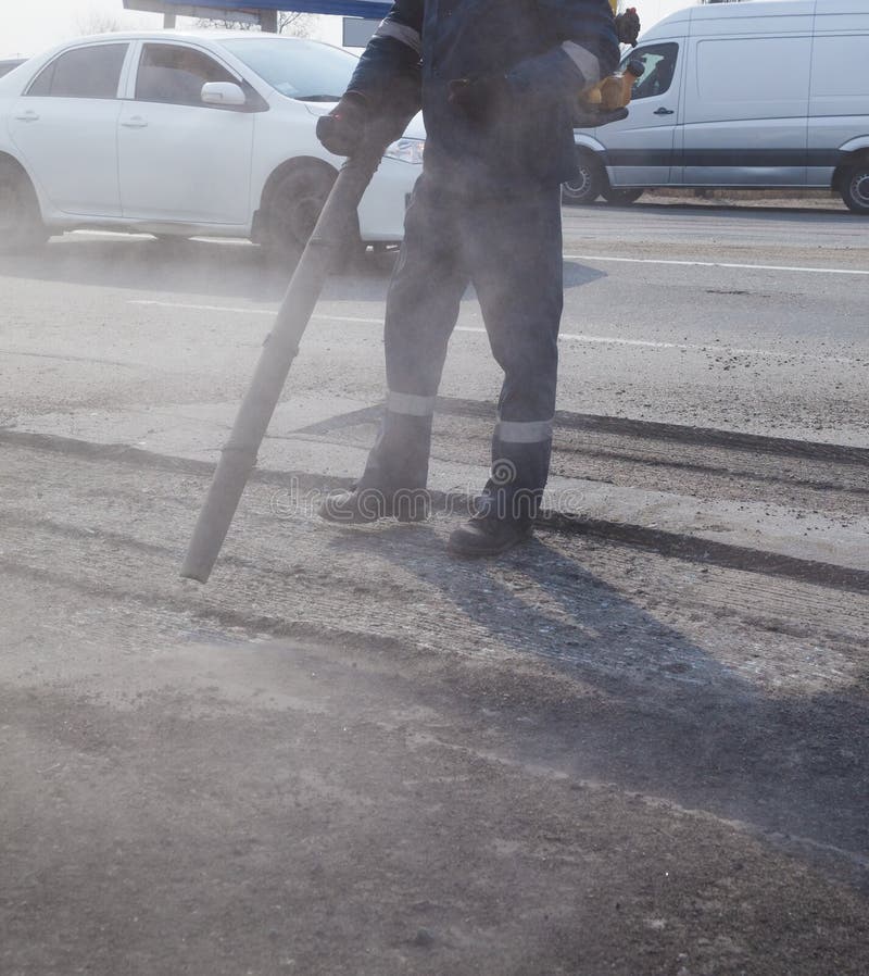 Road repairs stock image. Image of technology, workers - 51546291