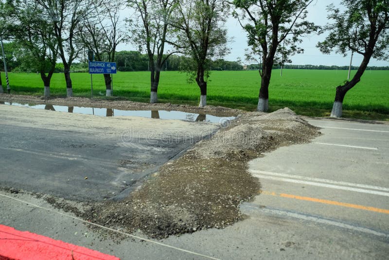 Road Repairs, Pile of Old Cut Asphalt Stock Image - Image of machine ...