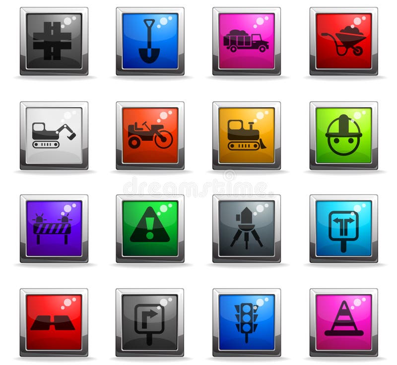 Road repairs icon set stock vector. Illustration of cone - 122110648