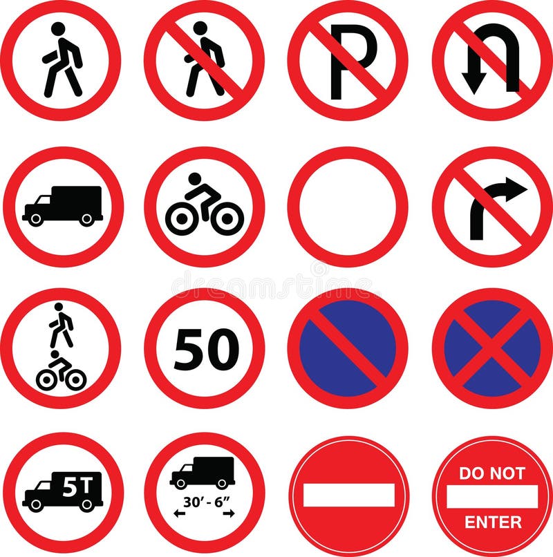 Road restriction signs stock vector. Illustration of enter - 38732042