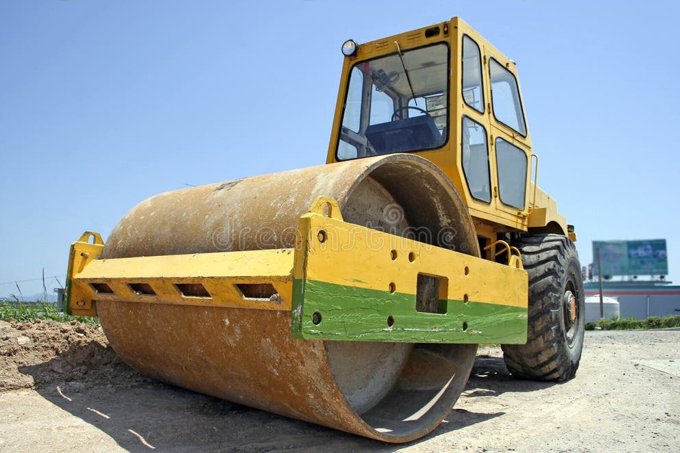 Road roller stock image. Image of aggregate, machinery - 9199825