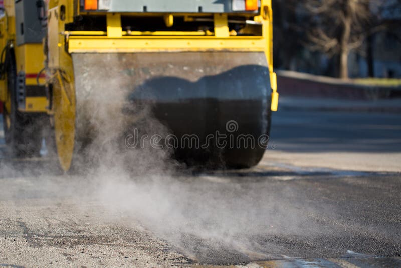 Road Roller for Asphalt Compaction. Stock Photo - Image of street, site ...