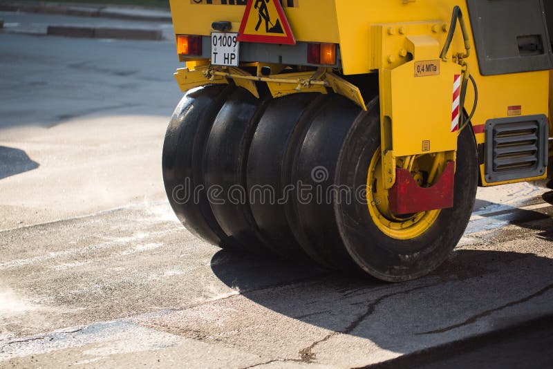 Road Roller for Asphalt Compaction. Stock Image - Image of construction ...