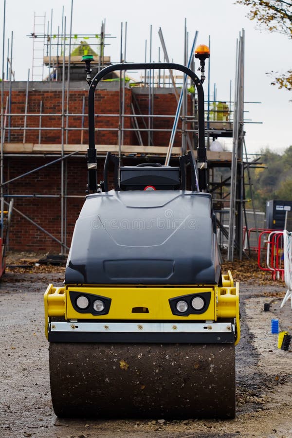 Road Roller on Building Site during Road Construction Stock Image ...