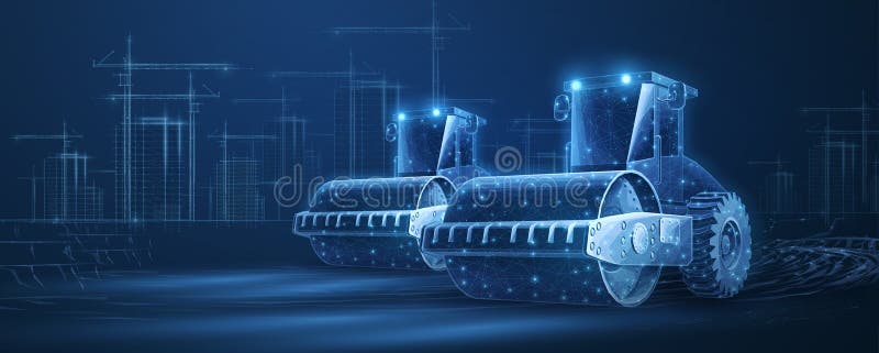 Road Roller on the City Background. Building Site, Construction Machine ...