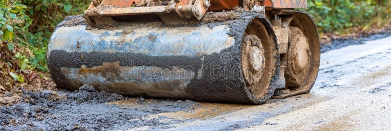 Road Roller, Compacting Machine, Applying Asphalt Layer for New ...