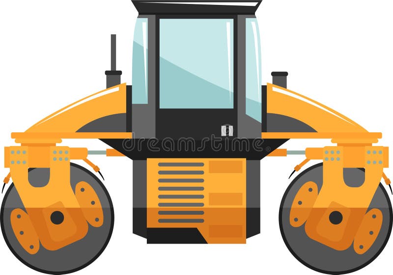 Road Roller Compactor Icon in Flat Style. Vector Illustration Stock ...