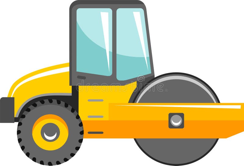 Road Roller Compactor Icon in Flat Style. Vector Illustration Stock ...