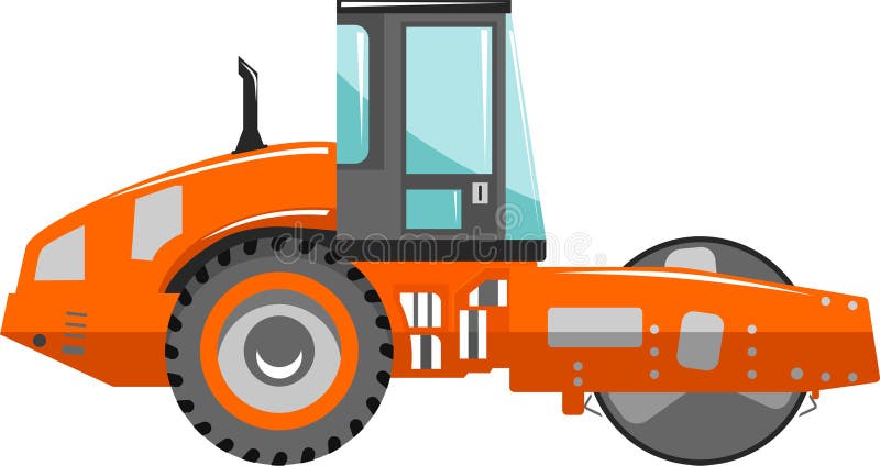 Road Roller Compactor Icon in Flat Style. Vector Illustration Stock ...