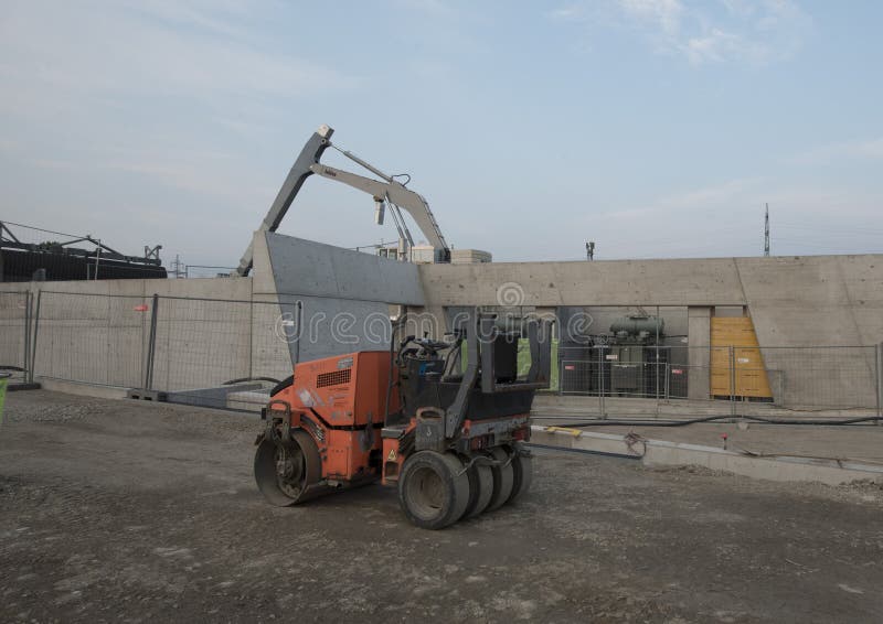 Road Roller in Construction and Road Work Editorial Photo - Image of ...