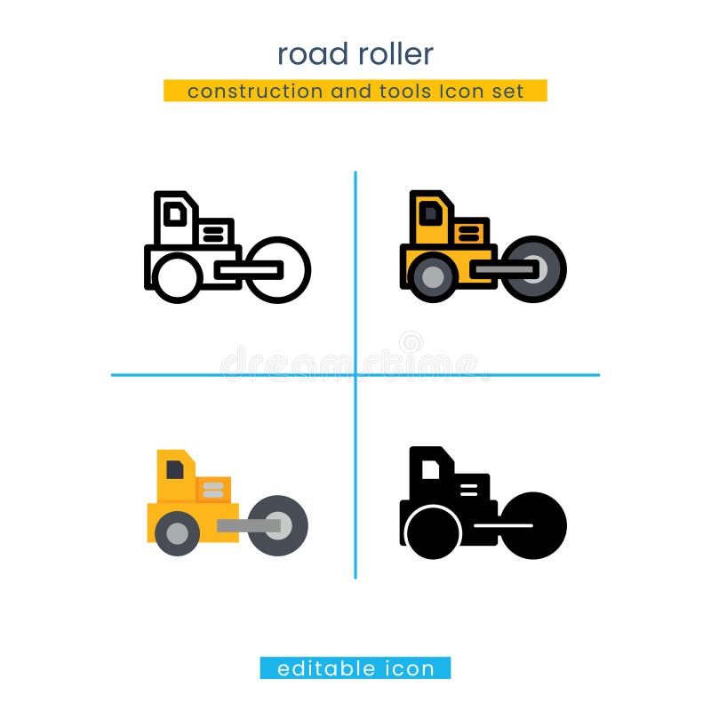 Road roller icon stock vector. Illustration of vector - 330363161