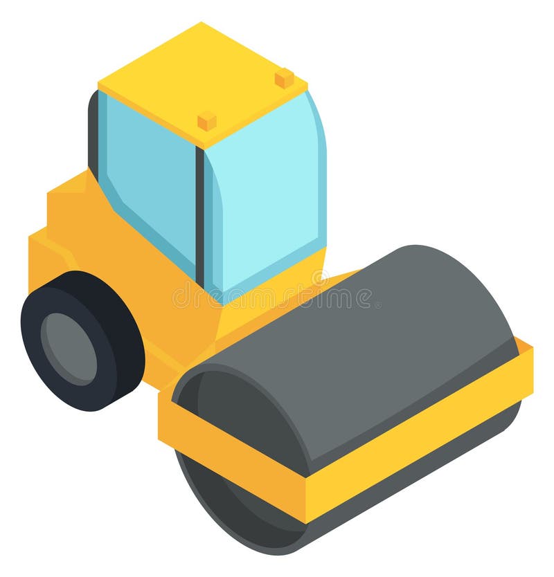 Road Roller Industrial Machine Yellow Isometric Icon Stock Vector ...