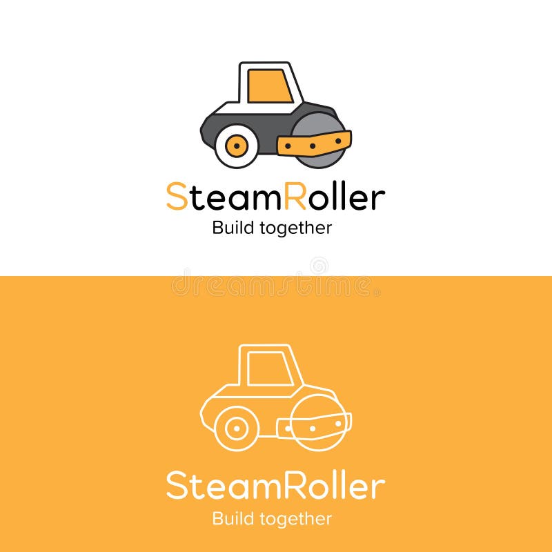Road Roller Logo Design. Steamroller Icons in Different Style. Heavy ...