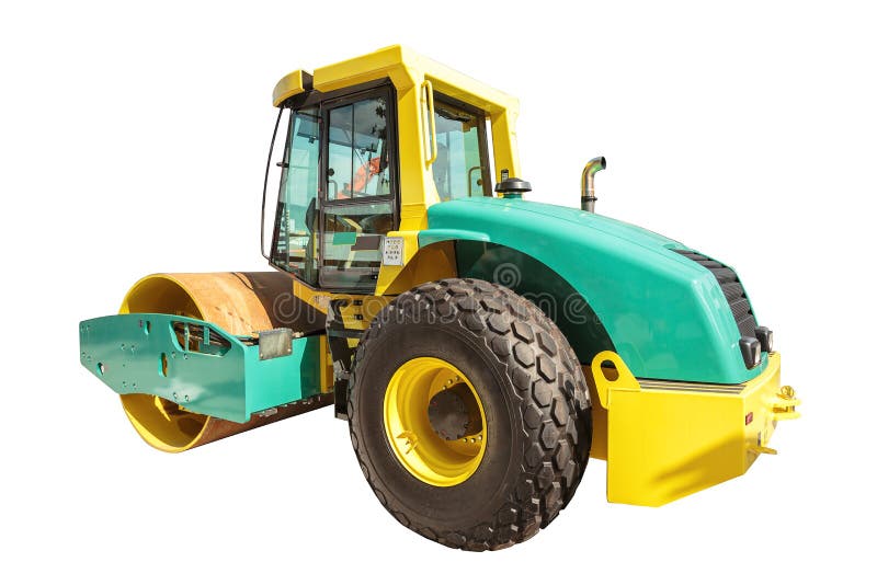 Road Roller Machine Isolated on a White Background with Clipping Stock ...