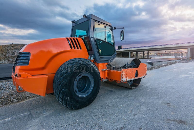 Road Roller Making Maintenance Work on a Road Stock Image - Image of ...