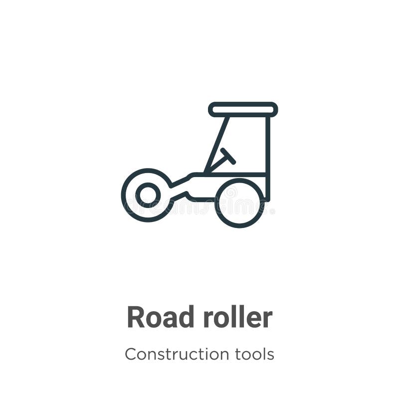 Road Roller Outline Vector Icon. Thin Line Black Road Roller Icon, Flat ...