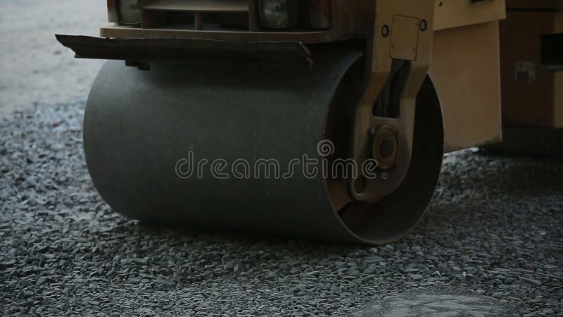 Road Roller on the Road Construction Stock Video - Video of paver, road ...